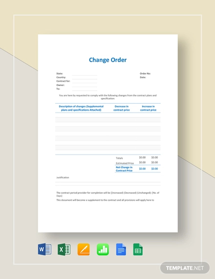 24+ Change Order Templates - Word, PDF, Google Docs