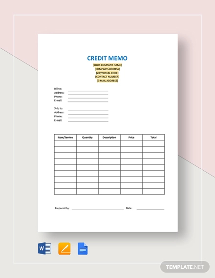 Credit Memo Template - 18+ Free Word, Excel, PDF Documents Download!