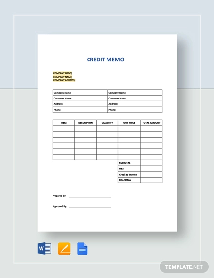 Credit Memo Template - 18+ Free Word, Excel, PDF Documents Download!