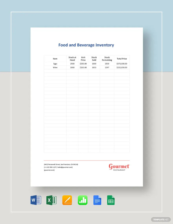 19+ Food Inventory Templates – Free, Sample, Example, Format Download