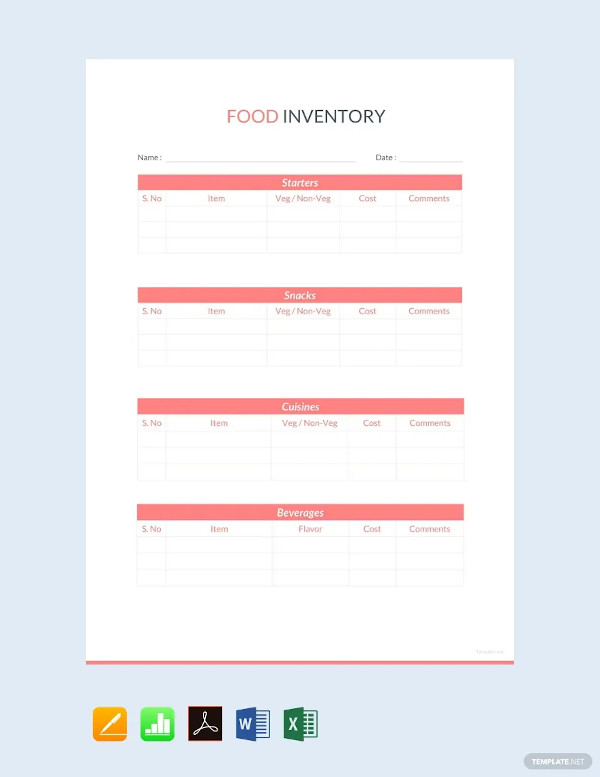 19+ Food Inventory Templates – Free, Sample, Example, Format Download