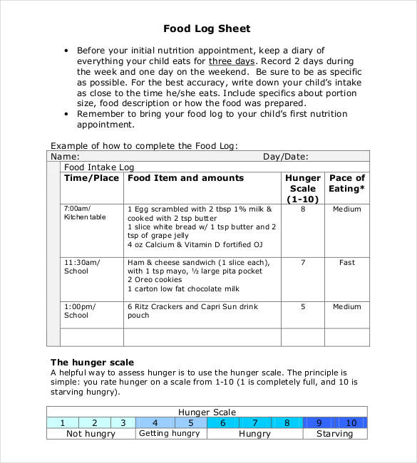 33+ Food Log Templates - DOC, PDF, Excel
