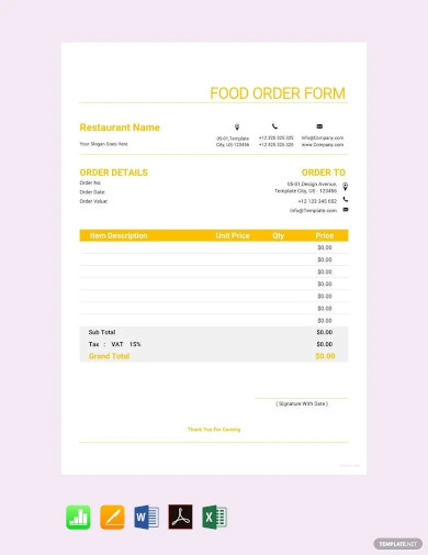 20+ Food Order Templates – Docs, WORD