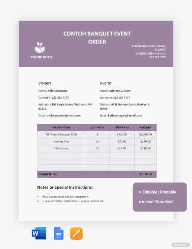 26+ Event Order Templates – MS Excel, MS Word