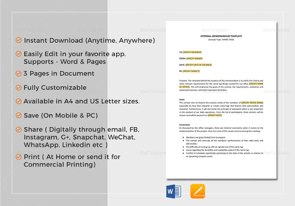 18+ Internal Memo Templates - PDF, Google Docs, Word