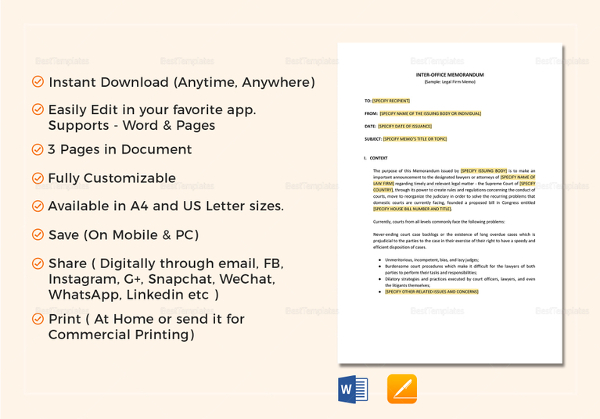 13+ Legal Memo Templates – Sample Word, Google Docs Format Download
