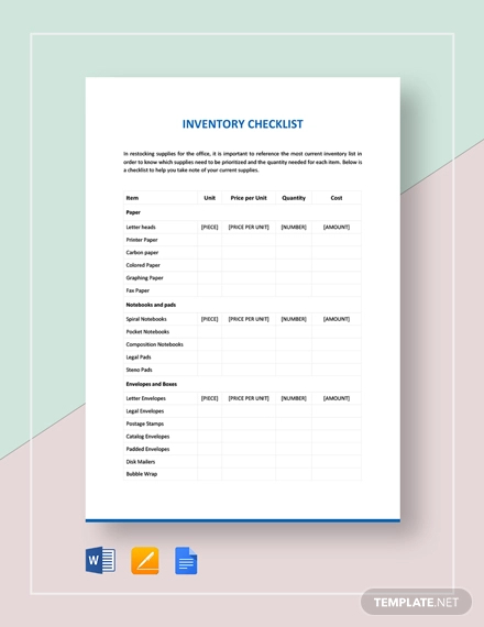 18+ Inventory Checklist Templates - Free PDF, Word Format Download