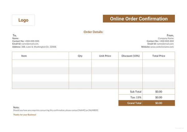 21+ Order Confirmation Templates – Word, Docs