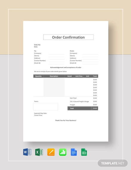39+ Order Confirmation Templates - PDF, DOC