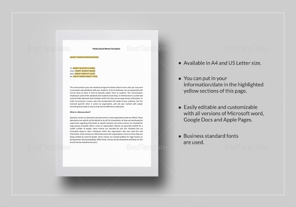 16+ Professional Memo Templates – Sample Word, Google Docs Format Download