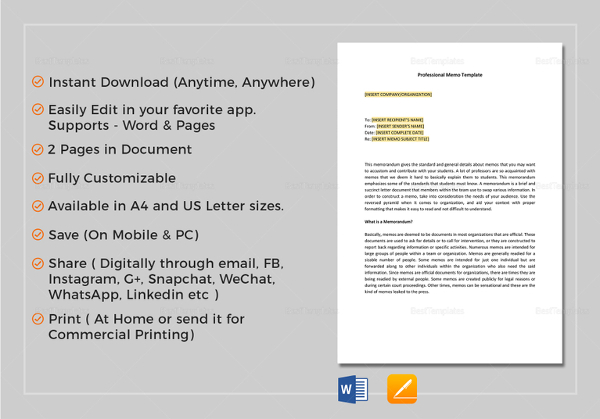 12+ Executive Memo Templates – Sample Word, Google Docs Format Download
