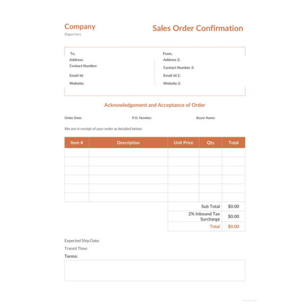 21+ Order Confirmation Templates – Word, Docs