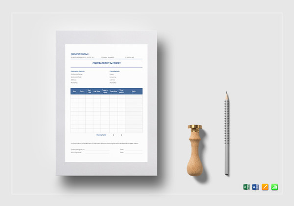 20+ Contractor Timesheet Templates – Docs, Word, Pages