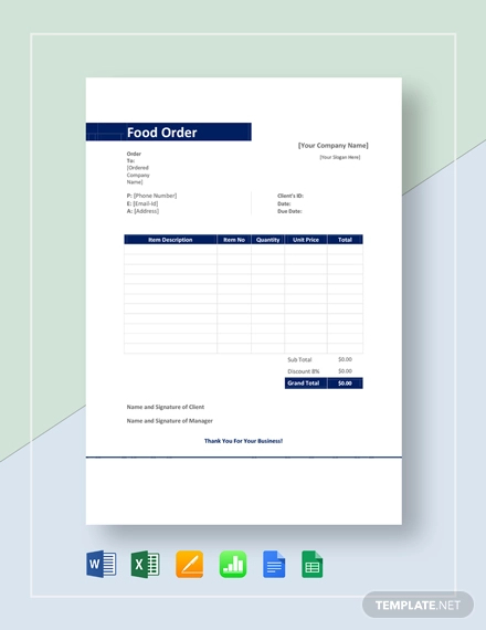 20+ Food Order Templates – Docs, WORD