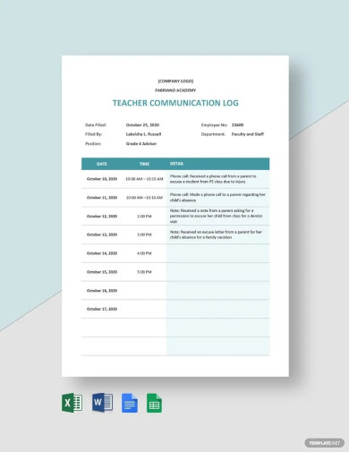 10+ Communication Log Template in Excel | Google Docs | Google Sheets ...