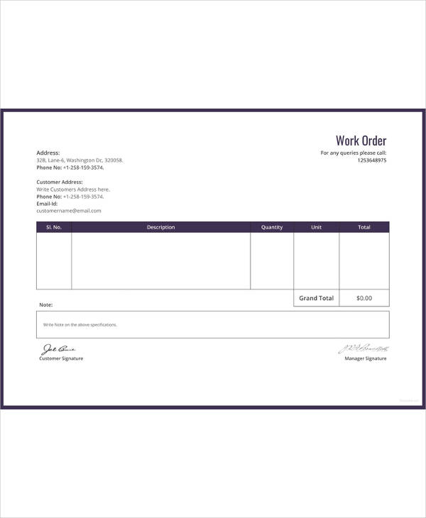26 Work Order Templates Numbers Pages