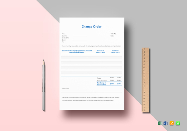 16+ Change Order Templates - Word, Pages