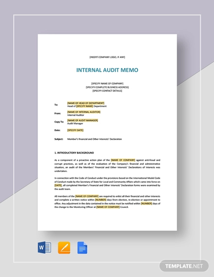 Audit Memo Template – 12+ Word, Excel, PDF Documents Download