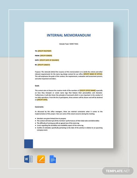 Internal Memo Template - 23+ Word, PDF, Google Docs Documents Download
