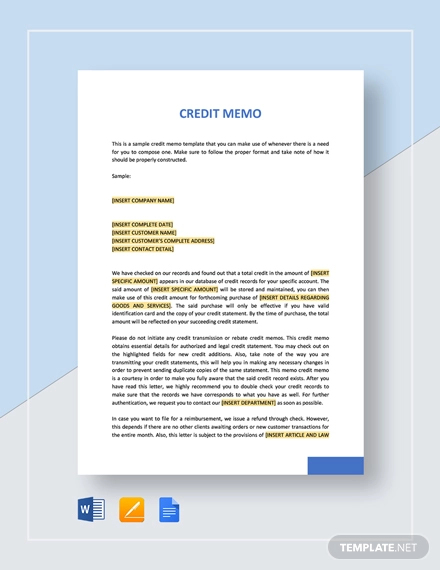 Credit Memo Template - 18+ Free Word, Excel, PDF Documents Download!