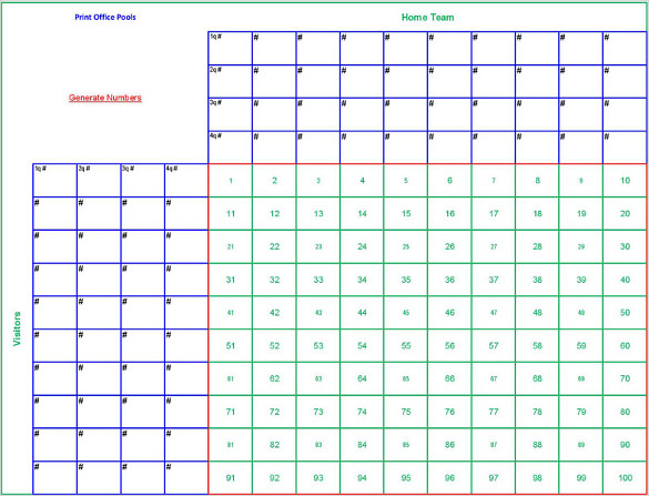 1 100 Square Football Grid Template Printable