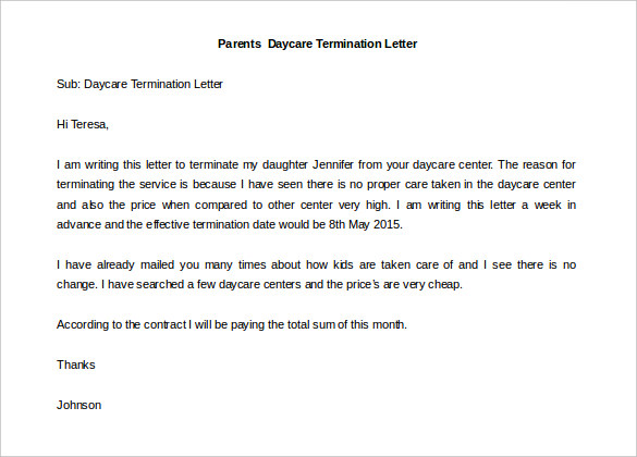 13+ Daycare Termination Letter - Free Word, PDF Documents Download!