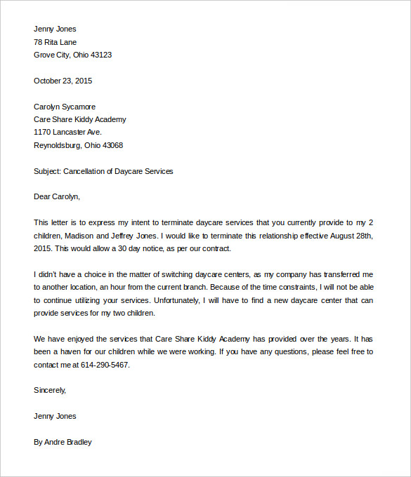 13+ Daycare Termination Letter - Free Word, PDF Documents Download!