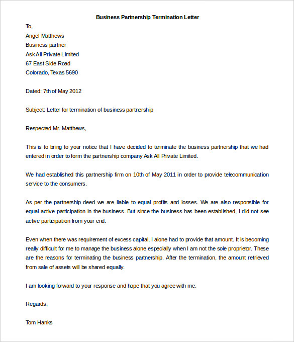 11 Partnership Termination Letters Word PDF Documents Download 