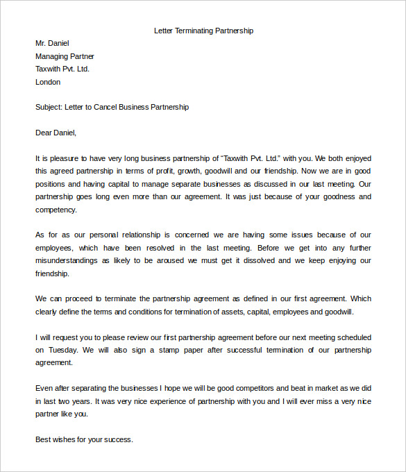 14+ Partnership Termination Letter Templates - PDF, DOC
