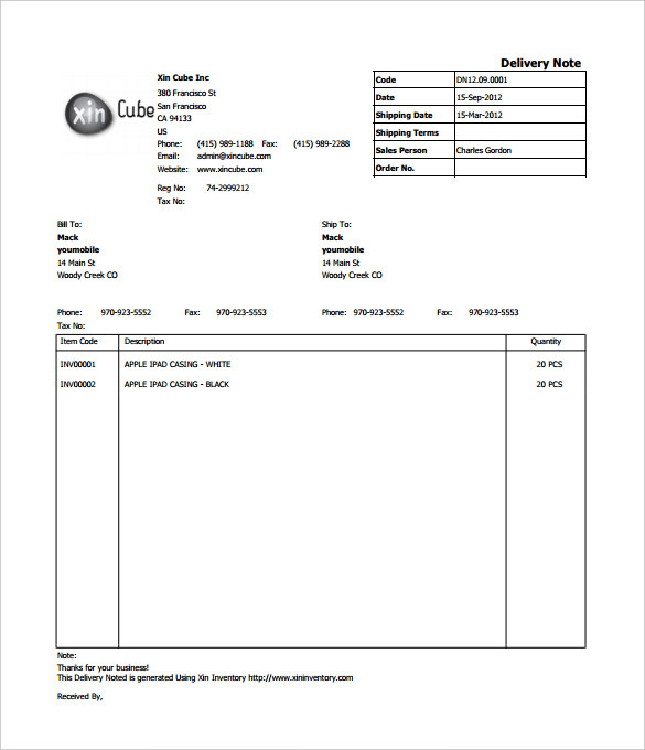 37+ Delivery Note Templates - PDF, Docs, Word