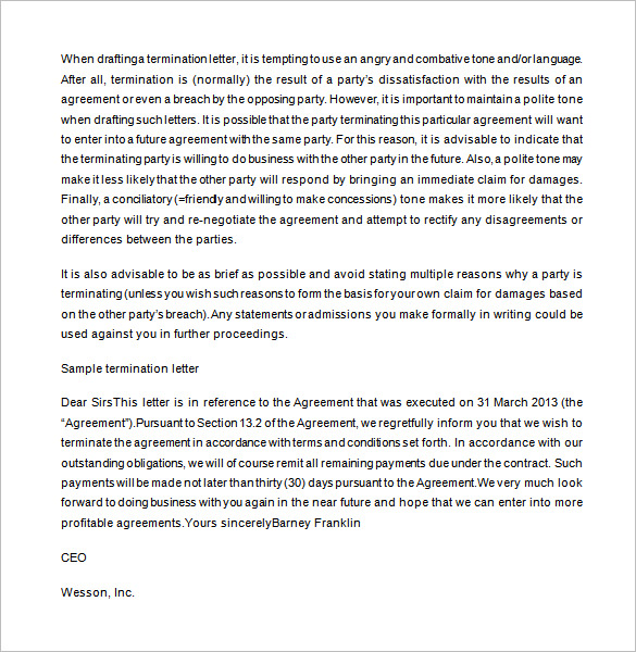 19 Service Termination Letter Templates PDF DOC