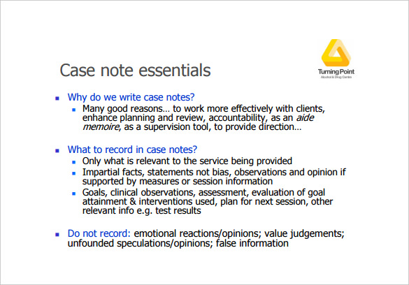 Case Notes Template 7 MS Word Google Docs Apple Pages PDF