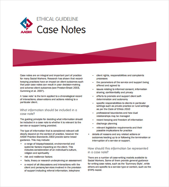 Case Notes Template 7 MS Word Google Docs Apple Pages PDF