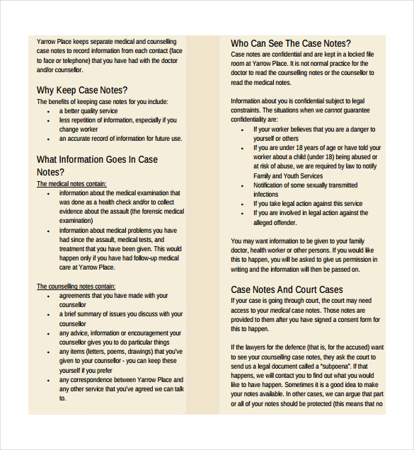Sample Counseling Notes The Document Template