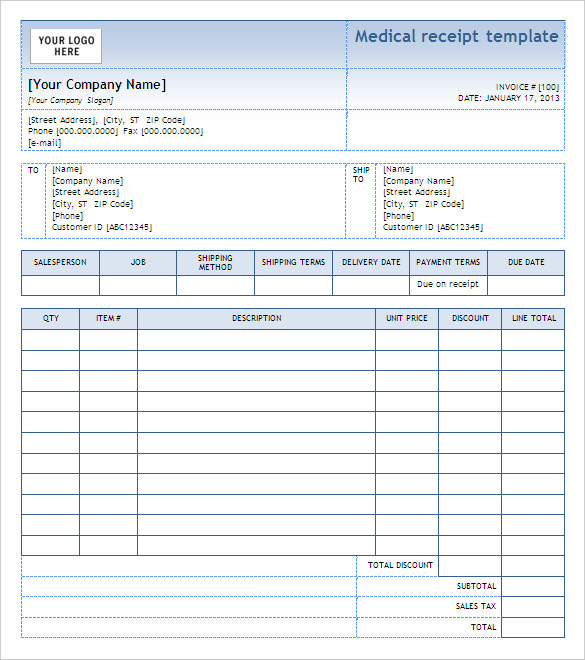 20+ Medical Receipt Templates - Word, PDF, Google Docs