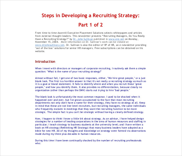 18+ Recruitment Strategy Templates in Docs | PDF | MS Word | Pages