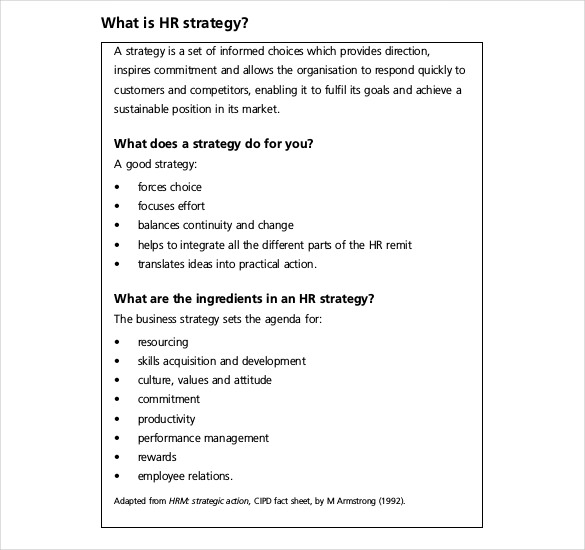 Hr Strategy Template PDF Template