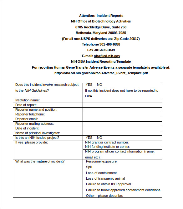 50+ Incident Report Templates - PDF, Docs, Apple Pages