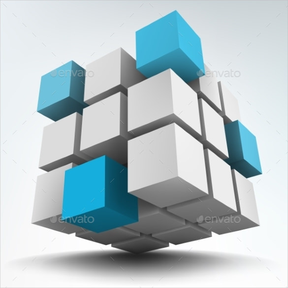 3D Cube Template - 16 + PSD, EPS Format Download
