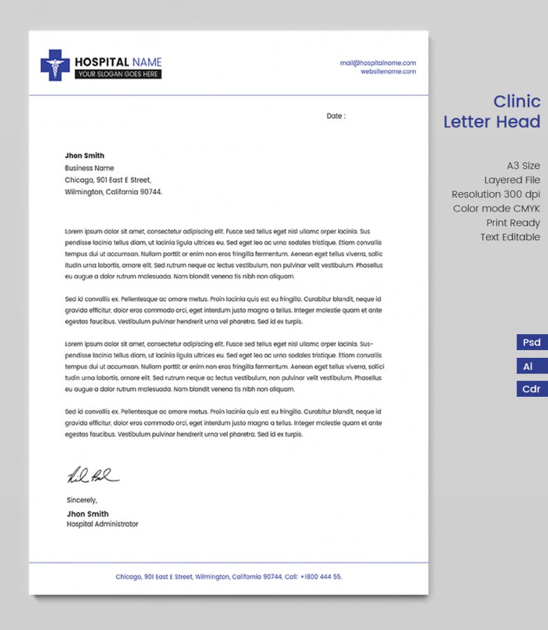 4 Distinct Clinic Letterhead Templates