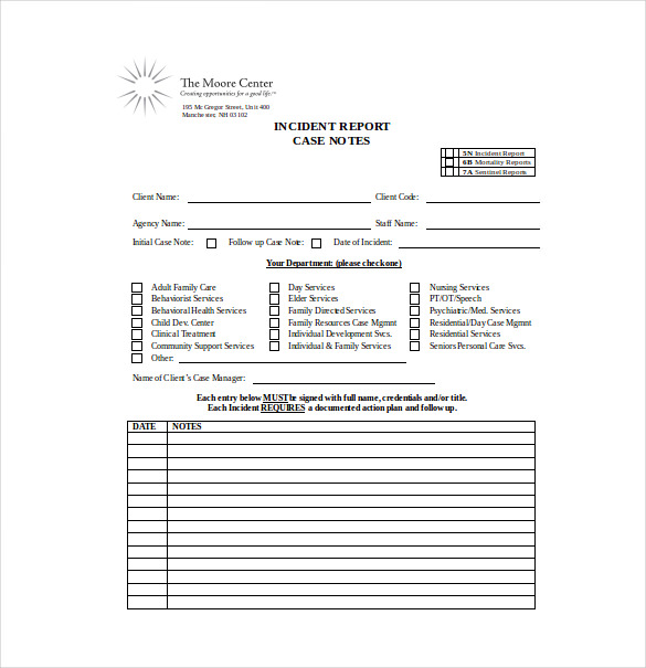 7 Case Notes Templates Free Sample Example Format Download 