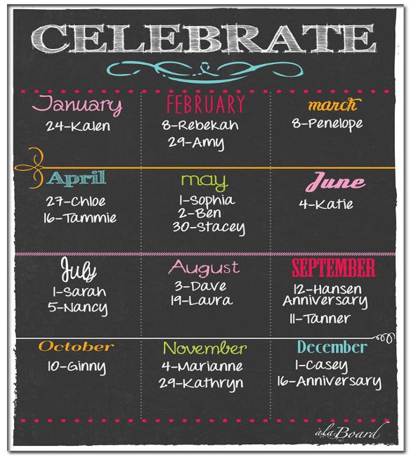 Employee Birthday List Template Collection
