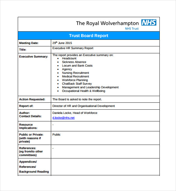 Executive Summary Report Template