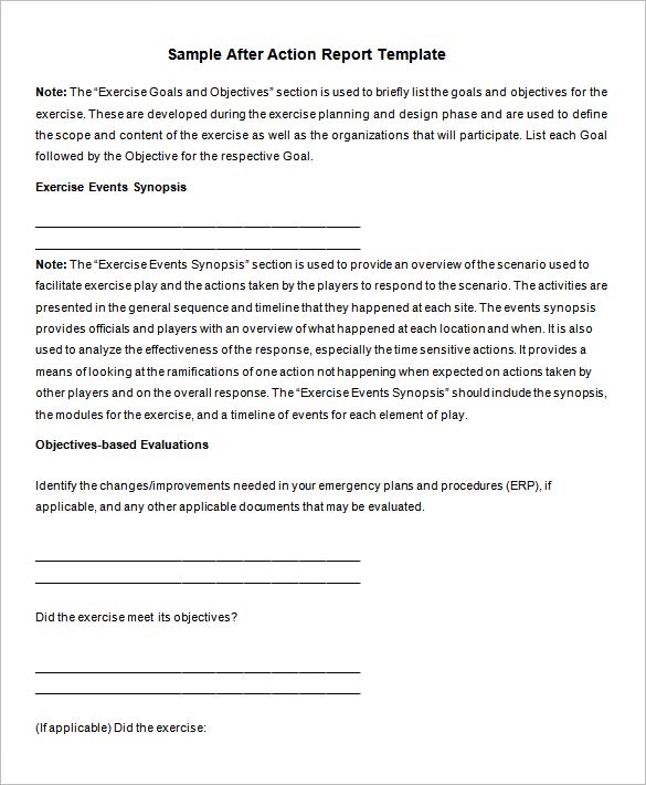After Action Report Template