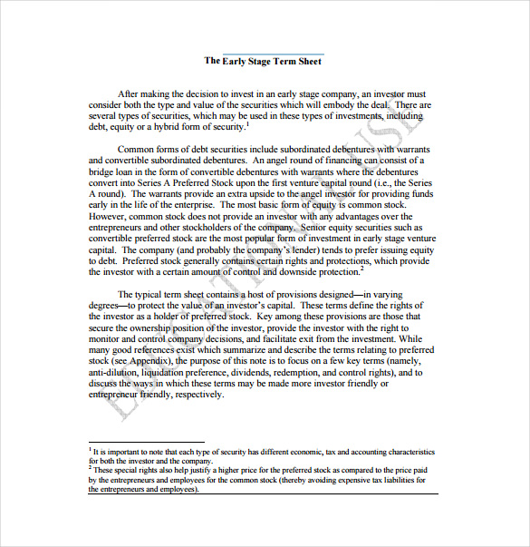 14+ Term Sheet Templates - Free Sample, Example, Format Download!