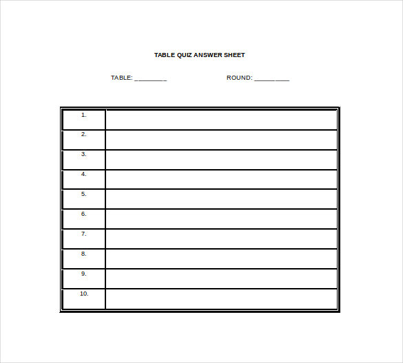 9+ Printable Answer Sheet Templates, Samples & Examples