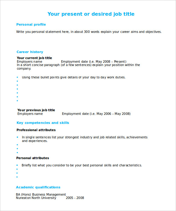 48+ Blank Resume Templates - DOC, PDF