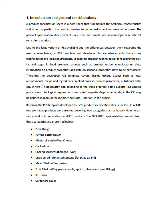 11+ Spec Sheet Templates - PDF, DOC