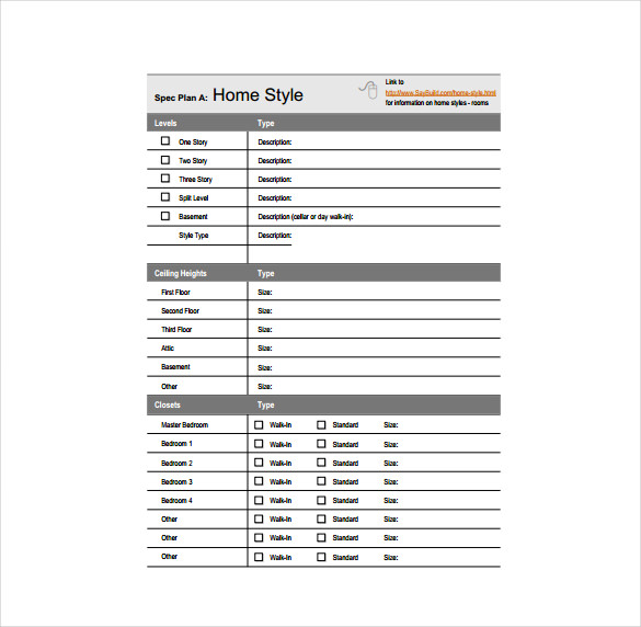 Specification Sheet Template Free Sheet Templates