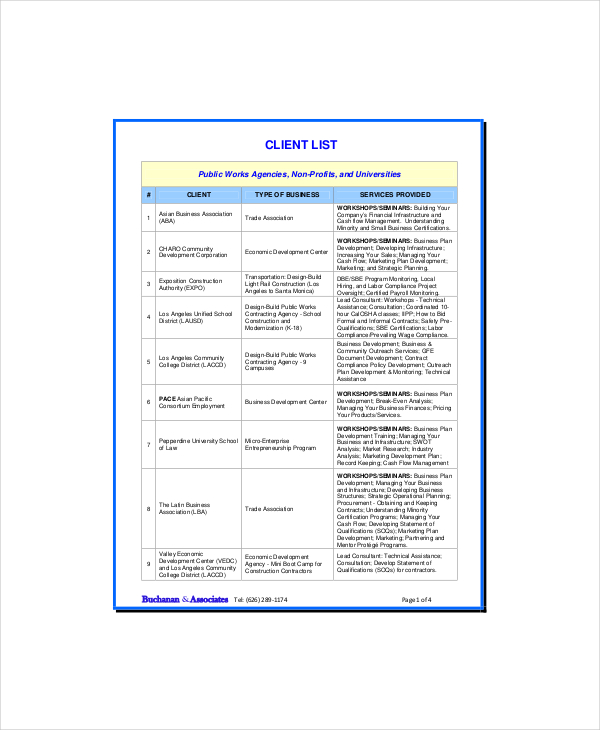 Client List Template - 6+ Free Word, PDF Documents Download